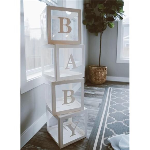 Party Supplies | Baby Boxes With Letters Clear Balloon Boxes For Baby ...